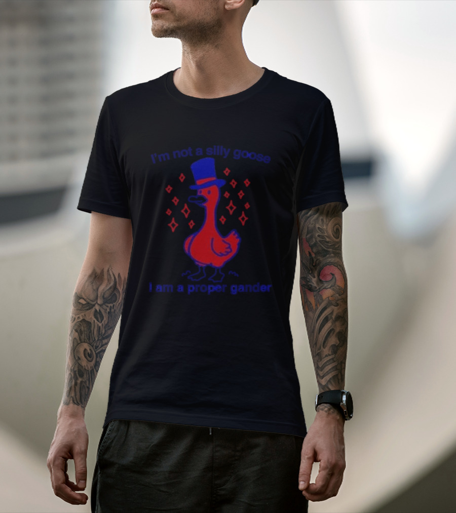 I’m Not A Silly Goose I Am A Proper Gander Top Hat Red Goose With Diamonds T-Shirt
