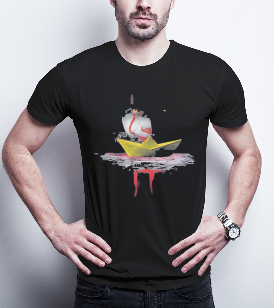 Pennywise Red Balloon Paper Boat Horror Reflection T-Shirt