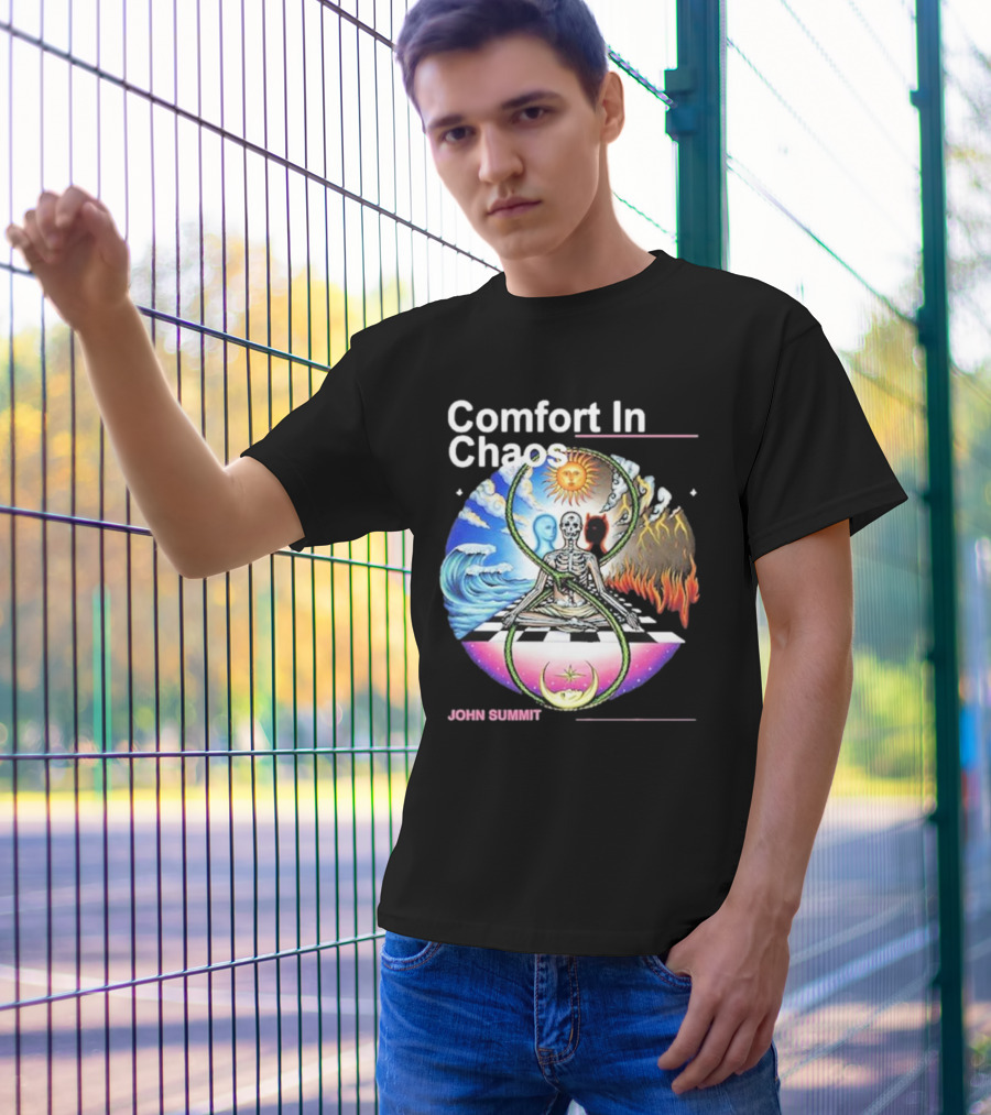 Comfort In Chaos John Summit The Good And The Evil Sun Moon Skeleton T-Shirt