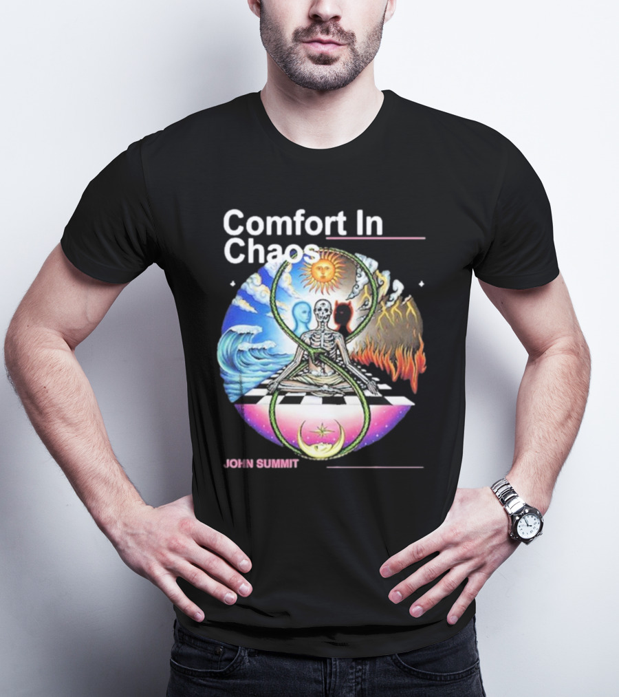 Comfort In Chaos John Summit The Good And The Evil Sun Moon Skeleton T-Shirt