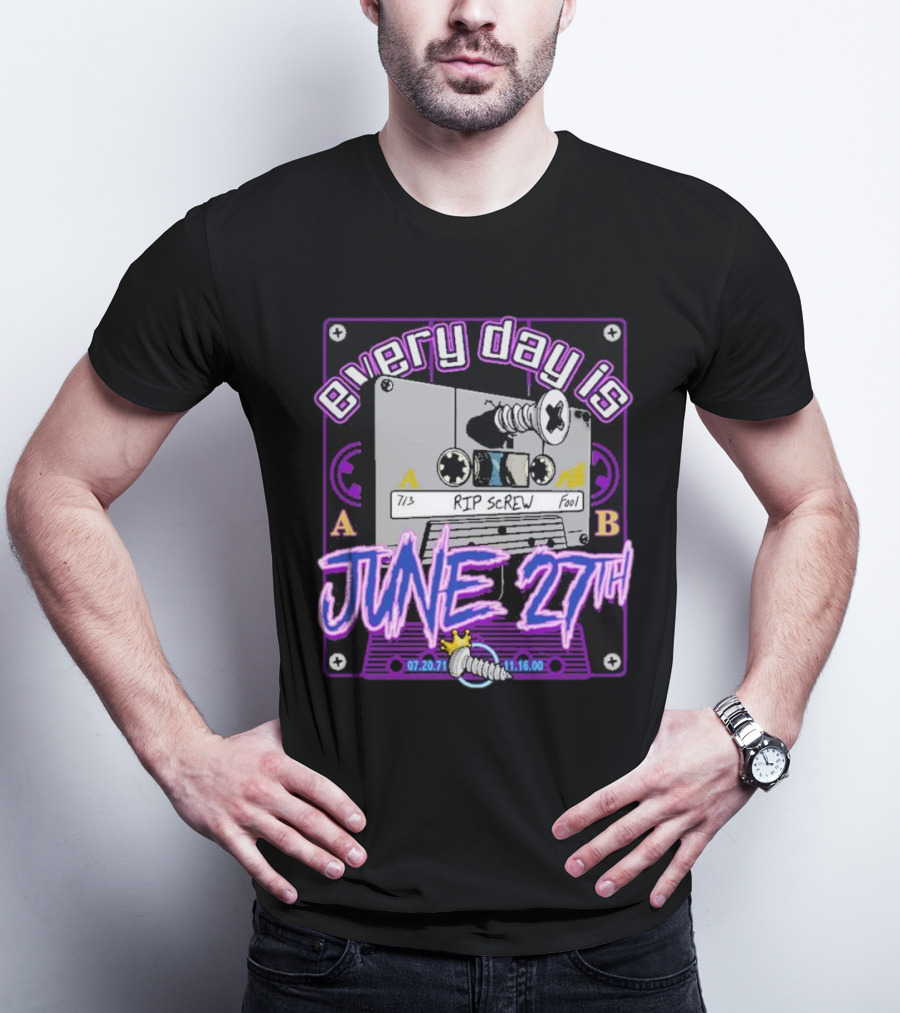Every Day Is June 27th RIP Screw 07.20.71 11.16.00 Cassette Tape T-Shirt