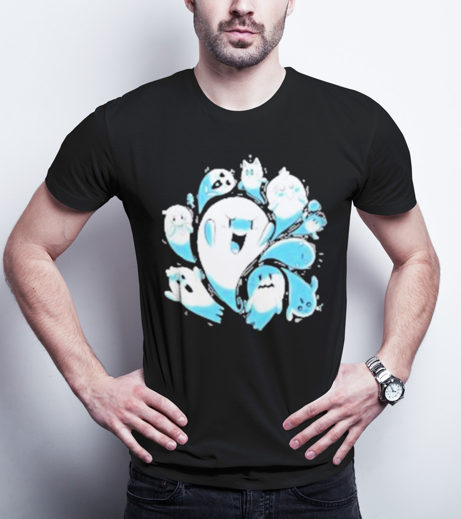 Ghostly Gathering Alexandra Sketch Spooky Blue Spirits T-Shirt