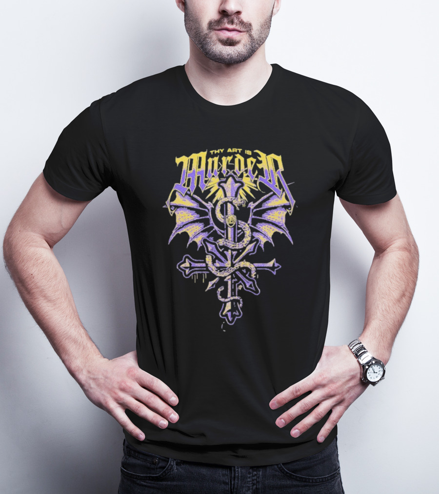 Thy Art Is Murder Bermuda Winged Serpent Cross T-Shirt