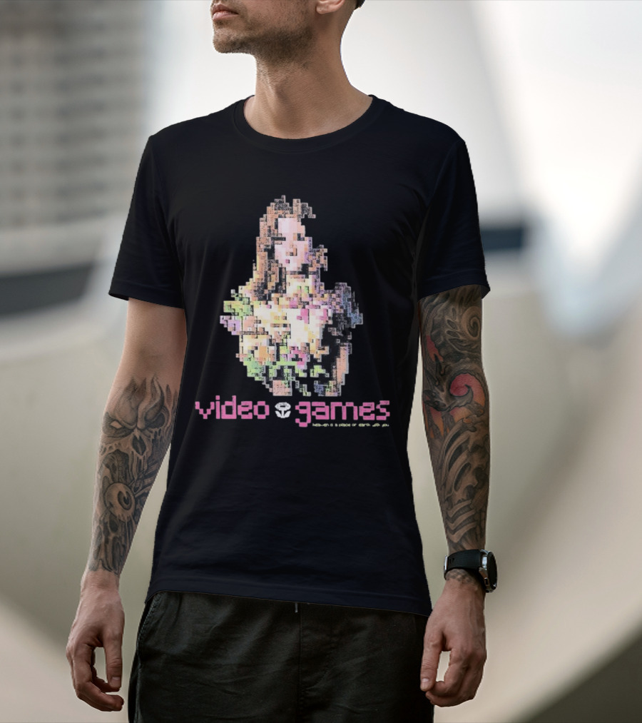 Video Games Heaven Is A Place On Earth With 8-Bit Pixel Art Girl T-Shirt