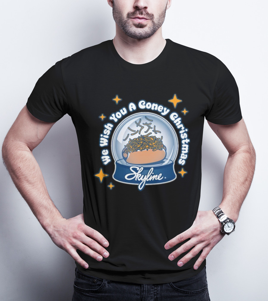 We Wish You A Coney Christmas Snow Globe Skyline Chili T-Shirt