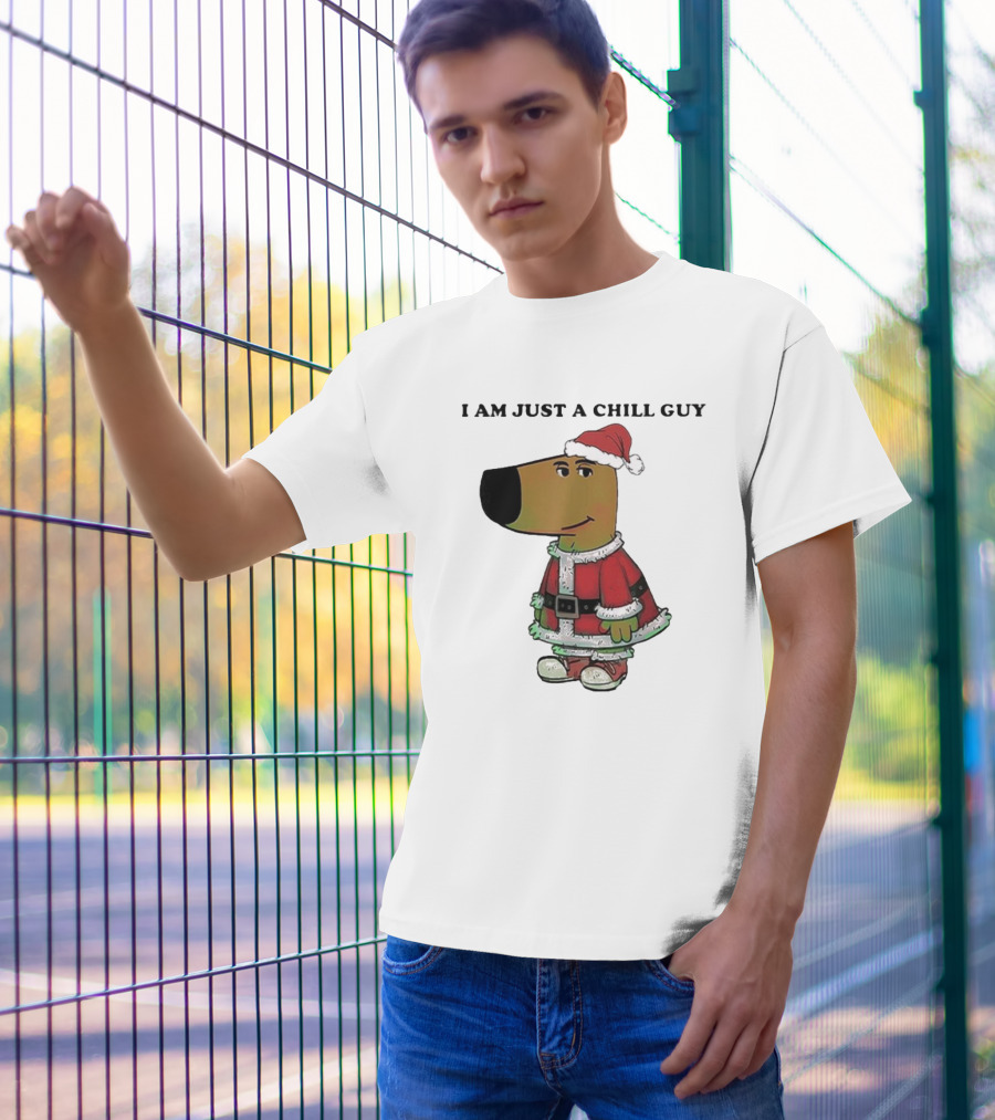 I Am Just A Chill Guy Santa Hat Christmas Meme T-Shirt