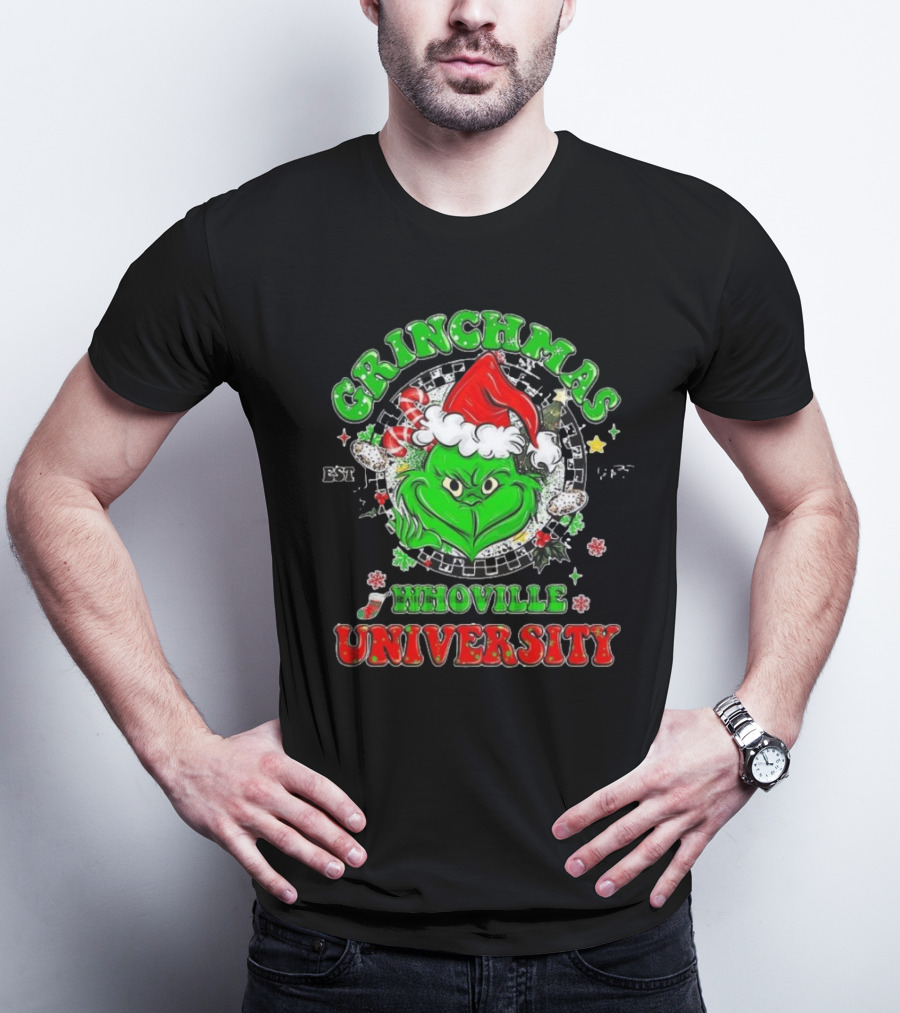 Grinchmas Whoville University Est 1957 Merry Christmas Grinch T-Shirt