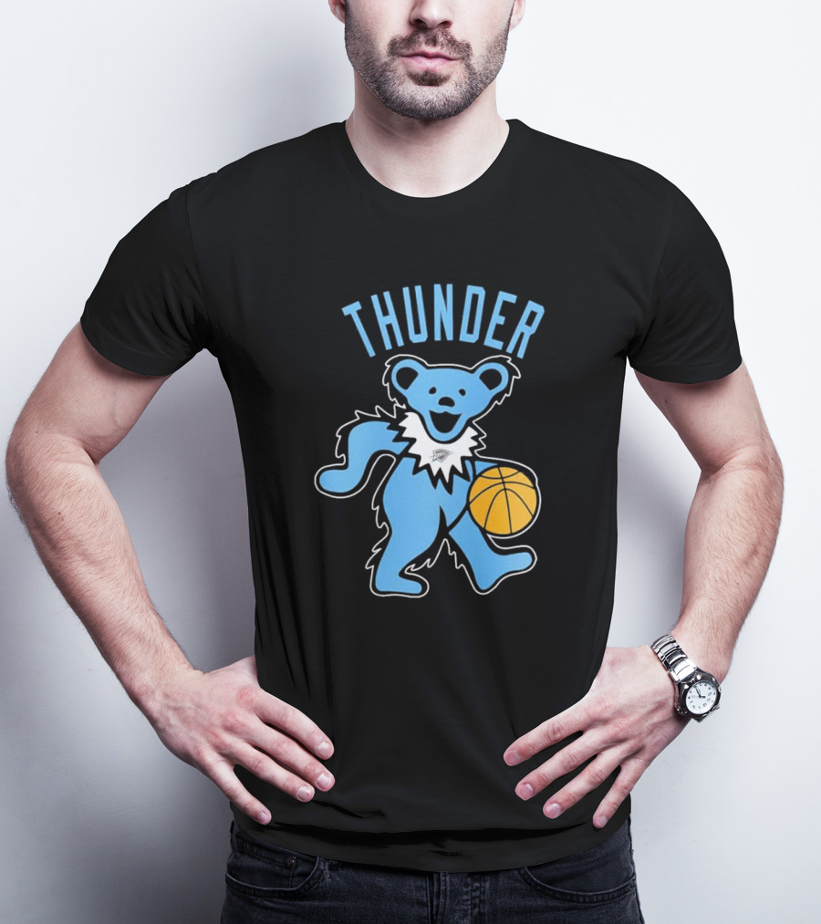 Oklahoma City Thunder Grateful Dead Dancing Bear Basketball T-Shirt