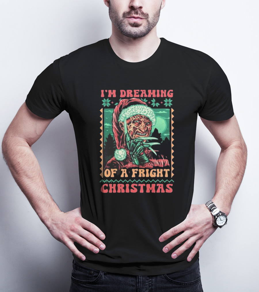 I’m Dreaming Of A Fright Christmas Santa Horror Claws Moon Holiday Scary Night T-Shirt