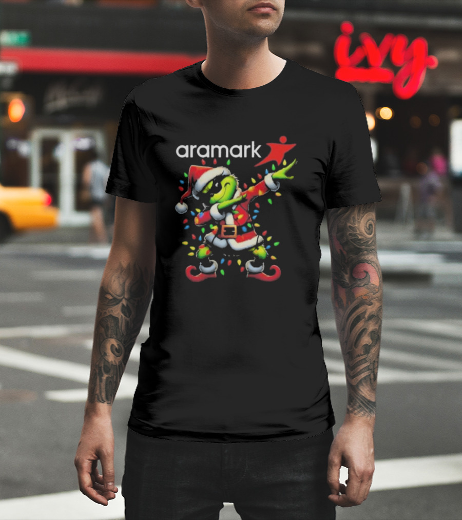 Aramark Santa Grinch Dabbing Christmas T-Shirt