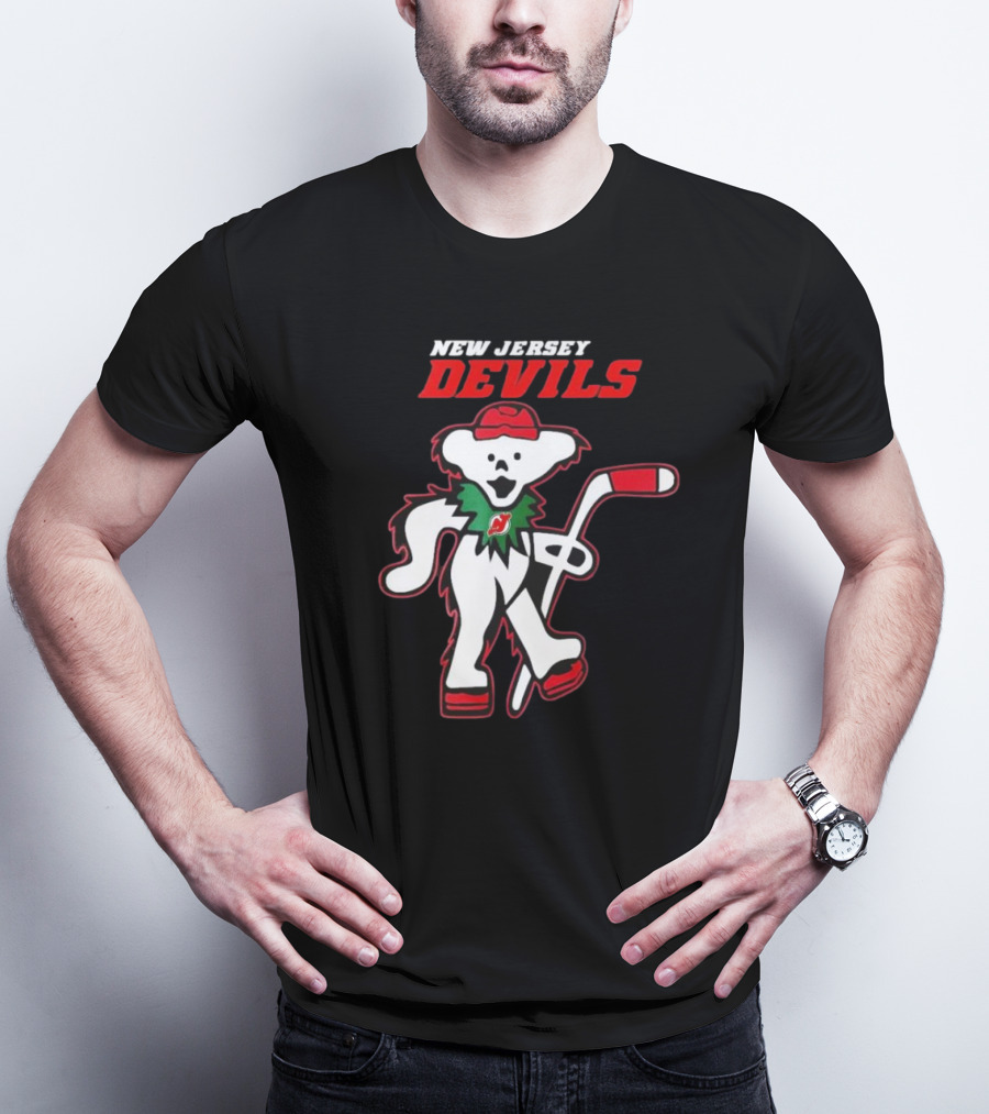 New Jersey Devils Hockey Grateful Dead Bear T-Shirt