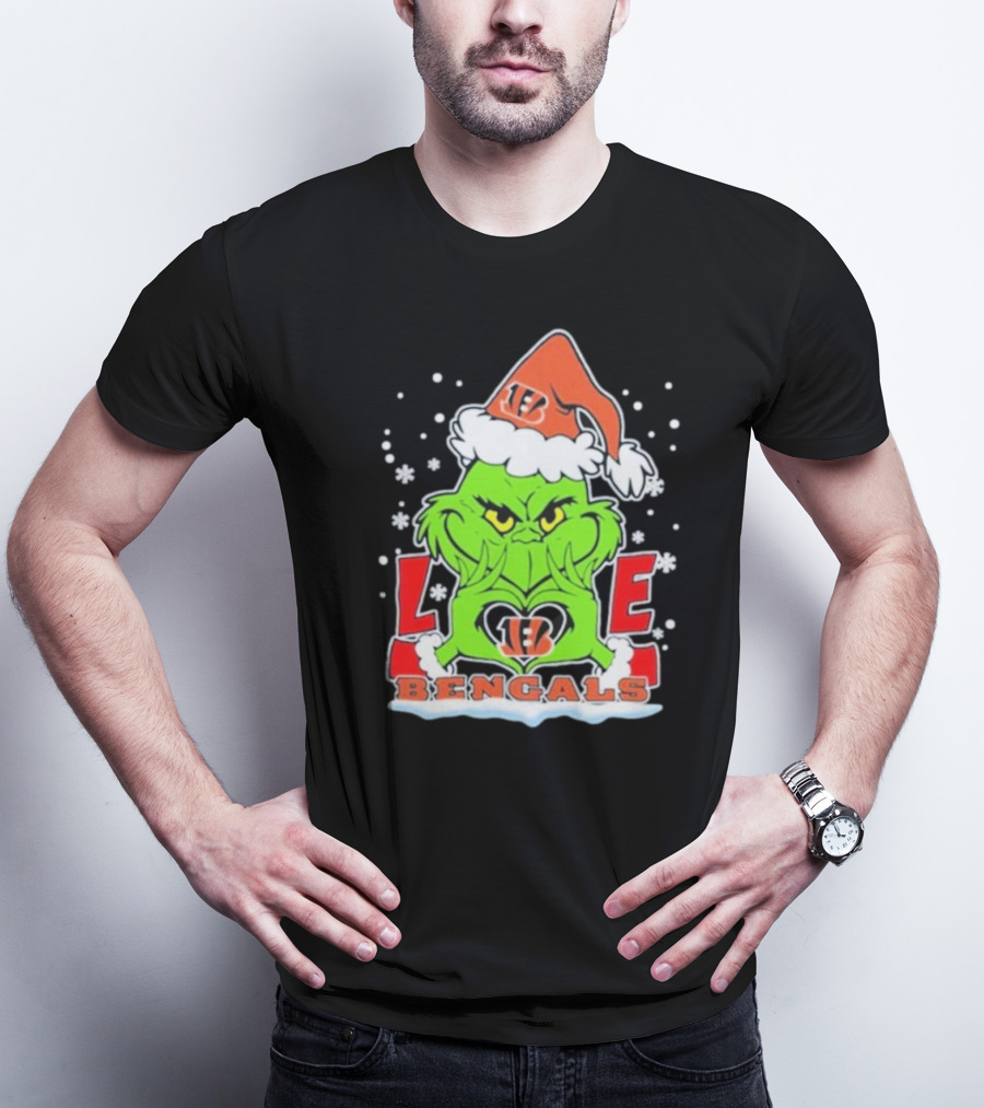 Grinch Love Cincinnati Bengals Christmas Football T-Shirt