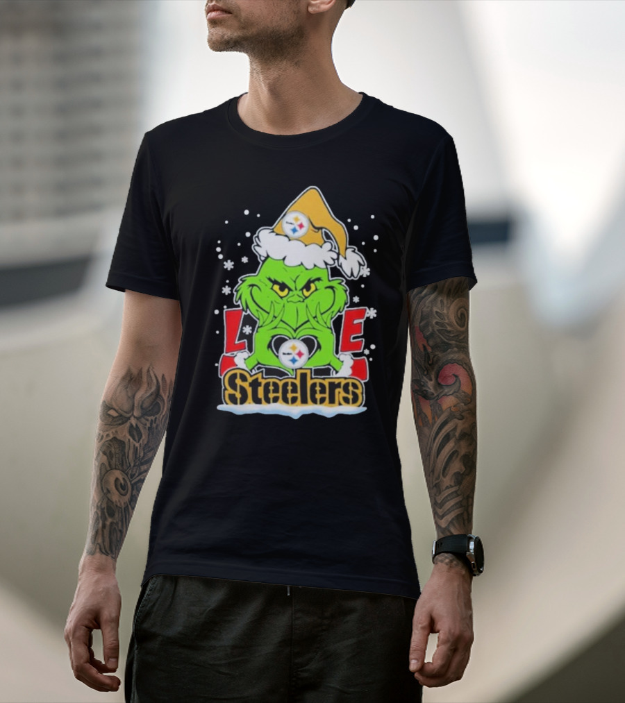 The Grinch Love Steelers Football Christmas T-Shirt