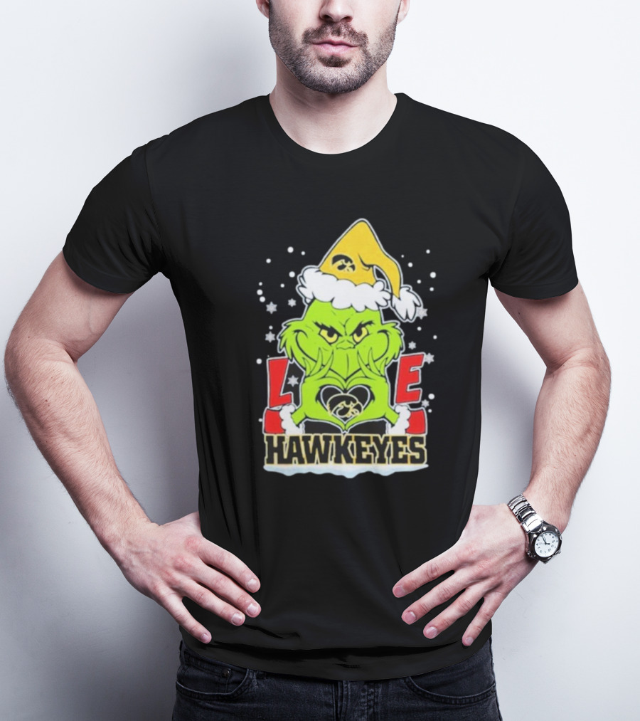 Grinch Love Hawkeyes Christmas Iowa Hawkeyes Football T-Shirt