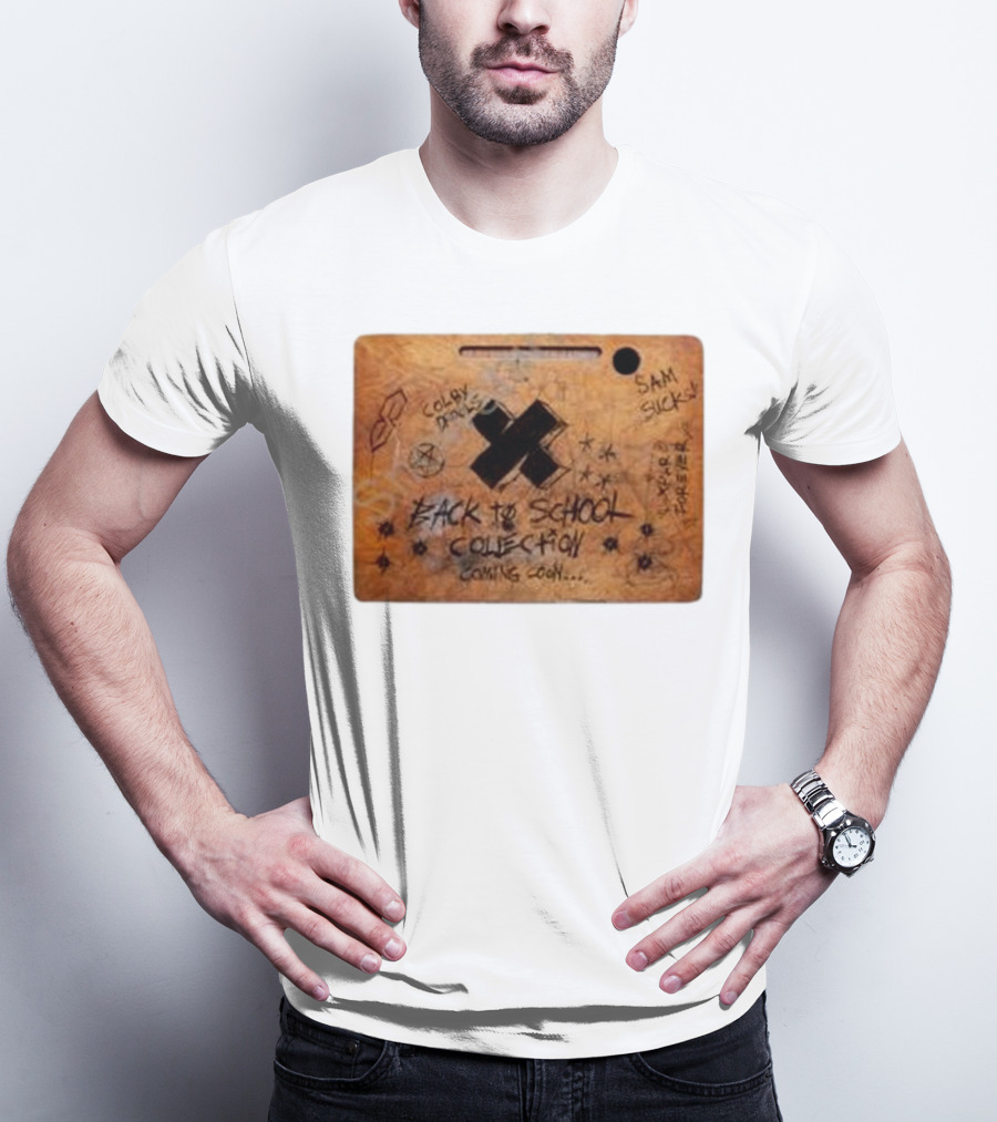 Sam And Colby Merch Store XPLR Back To School Collection Coming Soon Colby Draws Sam Sucks T-Shirt