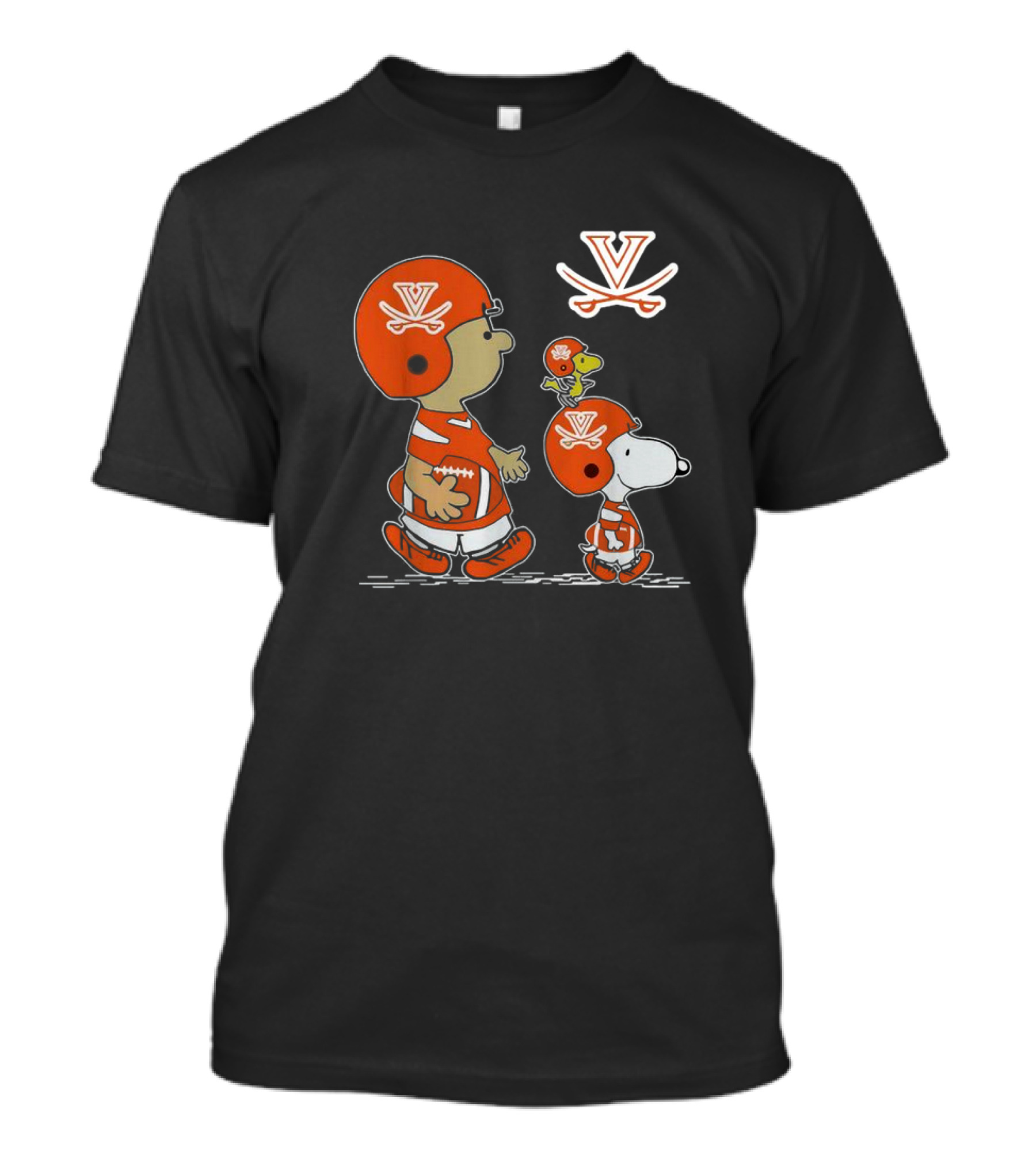 Charlie Brown Snoopy Woodstock Virginia Cavaliers Football T-Shirt