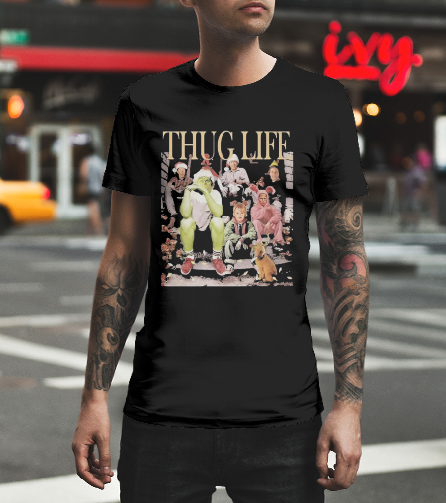 THUG LIFE Merry Christmas Grinch And Holiday Movie Icons T-Shirt