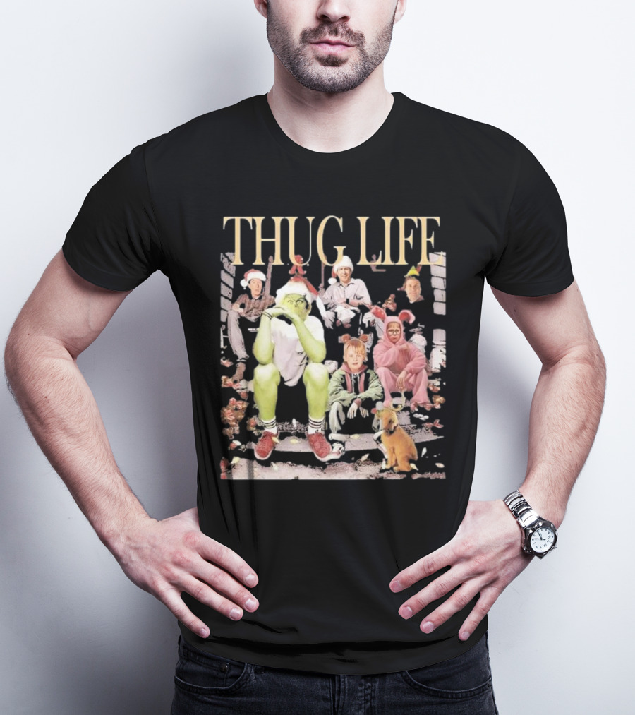 THUG LIFE Merry Christmas Grinch And Holiday Movie Icons T-Shirt