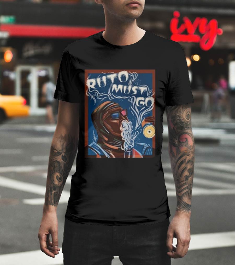 Ruto Must Go Smoke And Drink Illustrated Protest T-Shirt