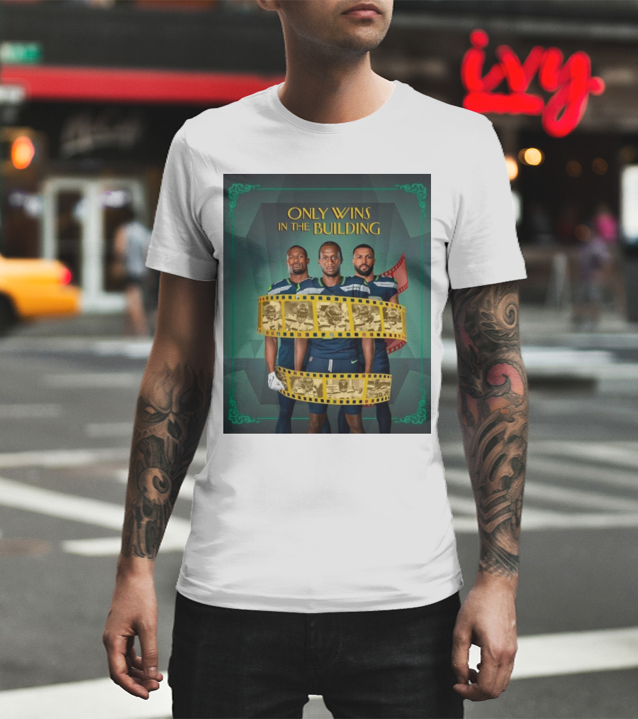 ONLY WINS IN THE BUILDING SEATTLE SEAHAWKS FILM STRIP BACKGROUND T-Shirt