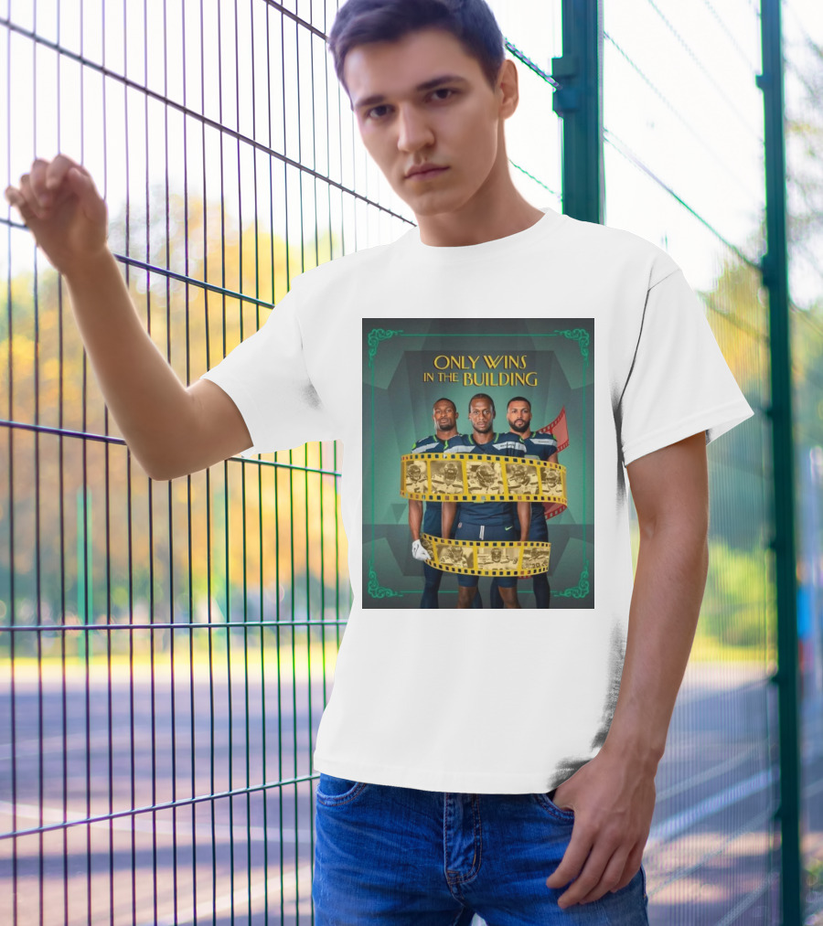 ONLY WINS IN THE BUILDING SEATTLE SEAHAWKS FILM STRIP BACKGROUND T-Shirt