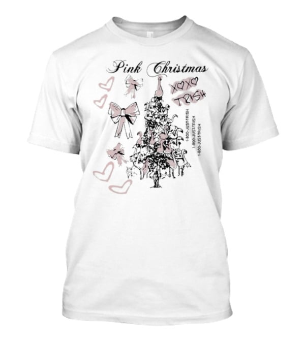 Pink Christmas Xoxo Trish Bows Hearts Just Trish 1-800-Justtrish 1-800-Justtrish T-Shirt