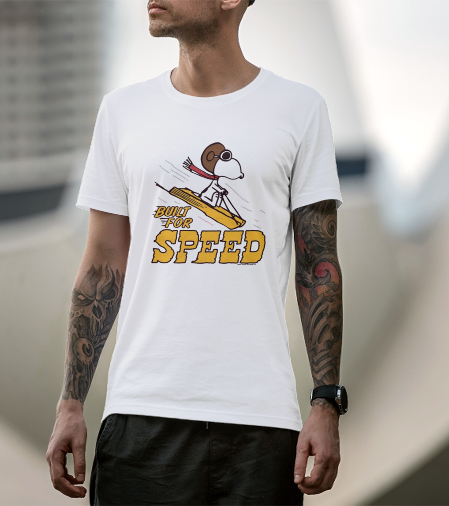 Peanuts Snoopy Built For Speed Skiing Adventure T-Shirt
