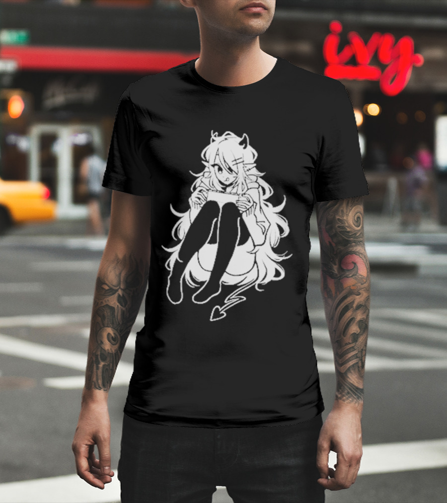 Meg Maybe Idk Anime Demon Girl Sitting With Heart Tail T-Shirt