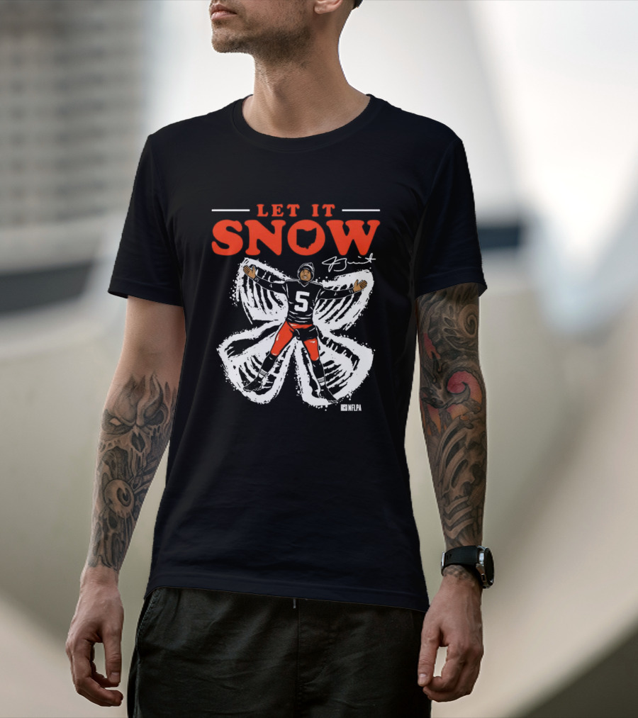 Let It Snow NFLPA Signature Snow Angel Number 5 T-Shirt
