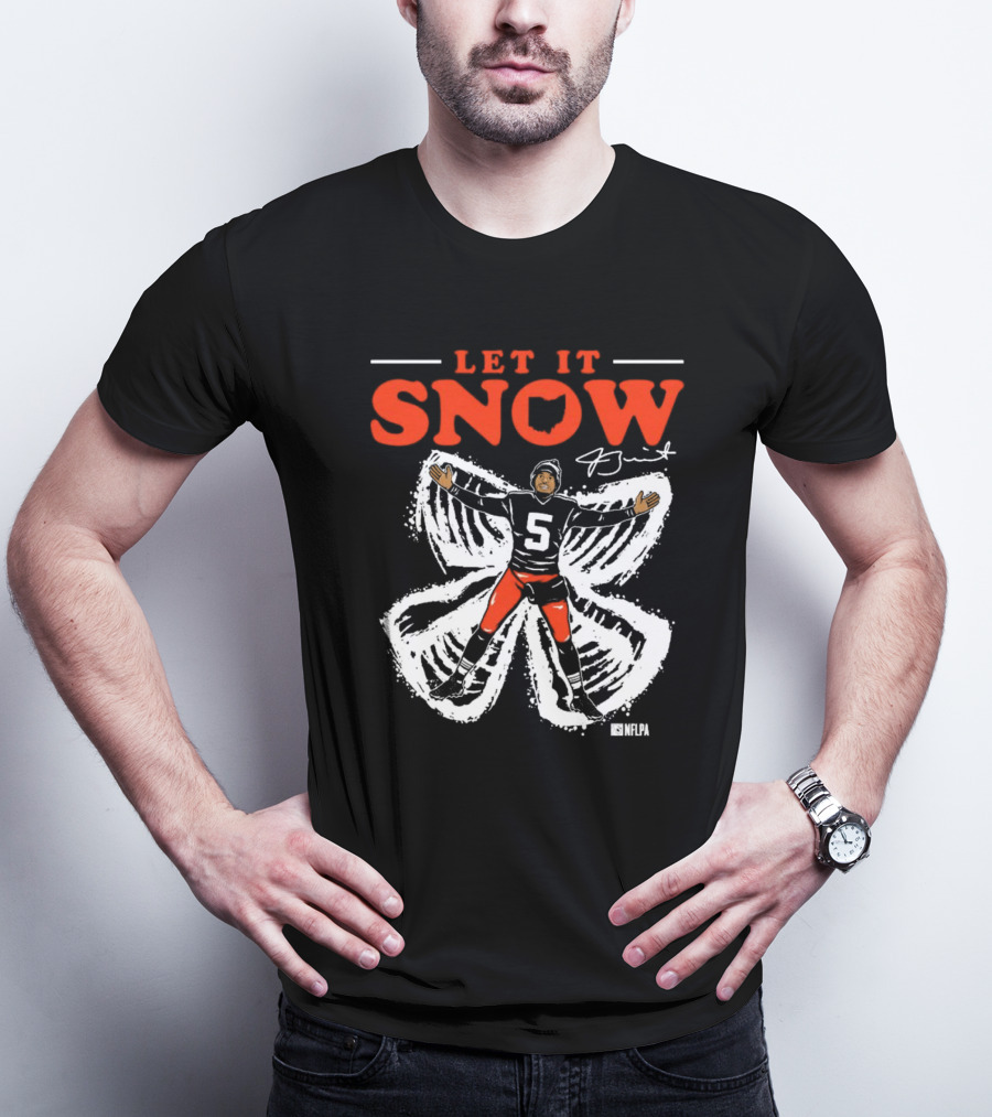 Let It Snow NFLPA Signature Snow Angel Number 5 T-Shirt