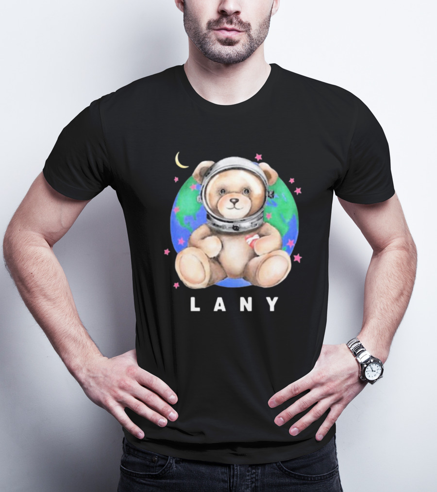Lany Astro Bear Space Helmet Earth Moon Stars T-Shirt
