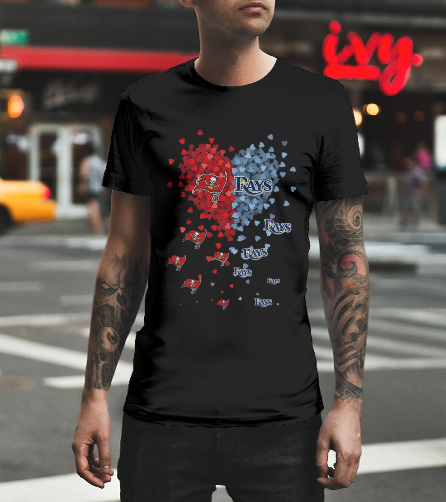 Heart Of Tampa Bay Buccaneers And Rays Fan Spirit T-Shirt