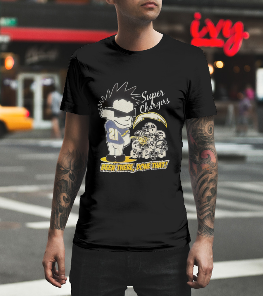 Los Angeles Chargers Super Chargers Been There Done That Vintage 21 Player Helmets T-Shirt