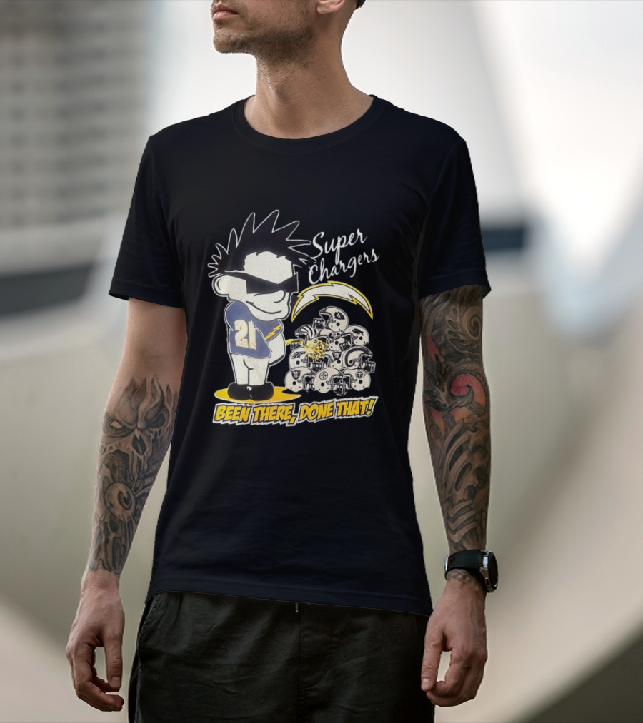 Los Angeles Chargers Super Chargers Been There Done That Vintage 21 Player Helmets T-Shirt