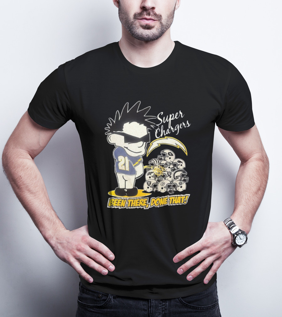 Los Angeles Chargers Super Chargers Been There Done That Vintage 21 Player Helmets T-Shirt