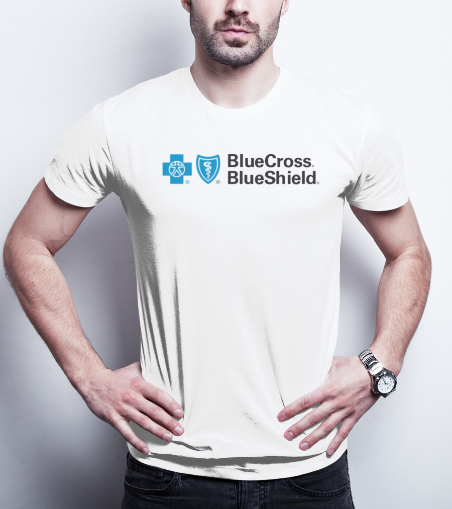 Blue Cross Blue Shield Logo With Connecticut New York Missouri Coverage T-Shirt