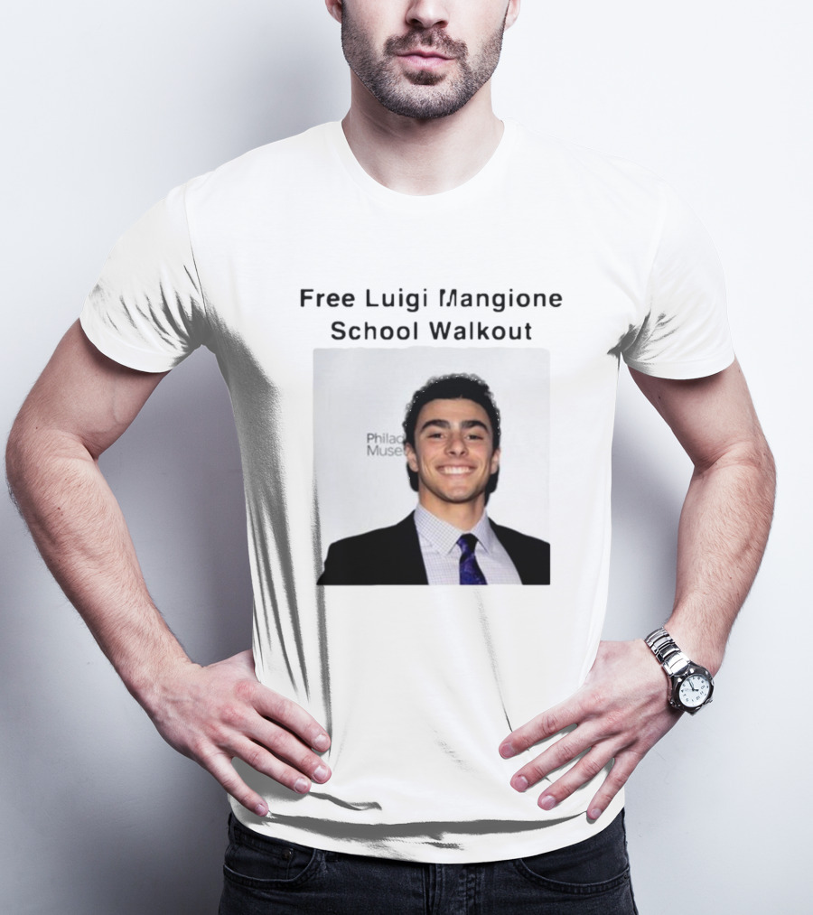 Free Luigi Mangione School Walkout Face Philadelphia Museum T-Shirt