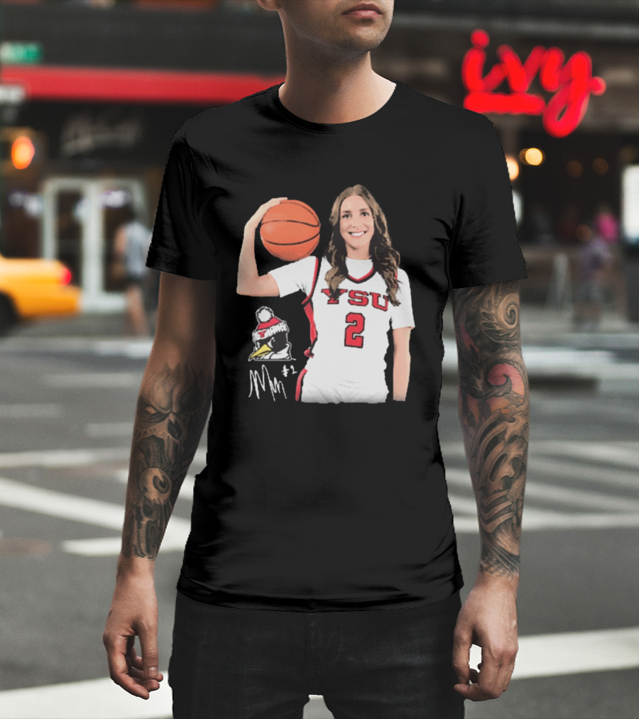 YSU Penguins Malia Magestro #2 Illustrated Signature Basketball Jersey T-Shirt