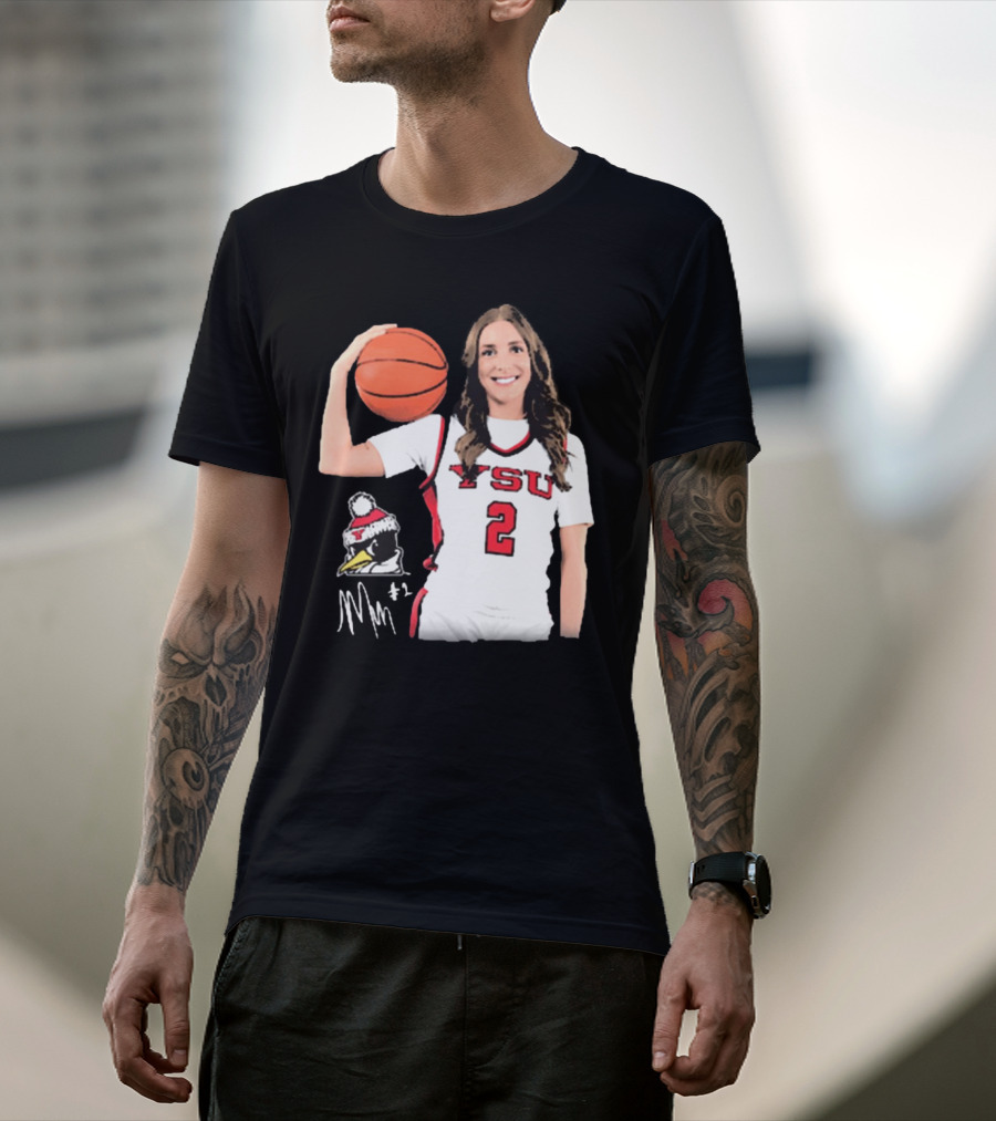 YSU Penguins Malia Magestro #2 Illustrated Signature Basketball Jersey T-Shirt