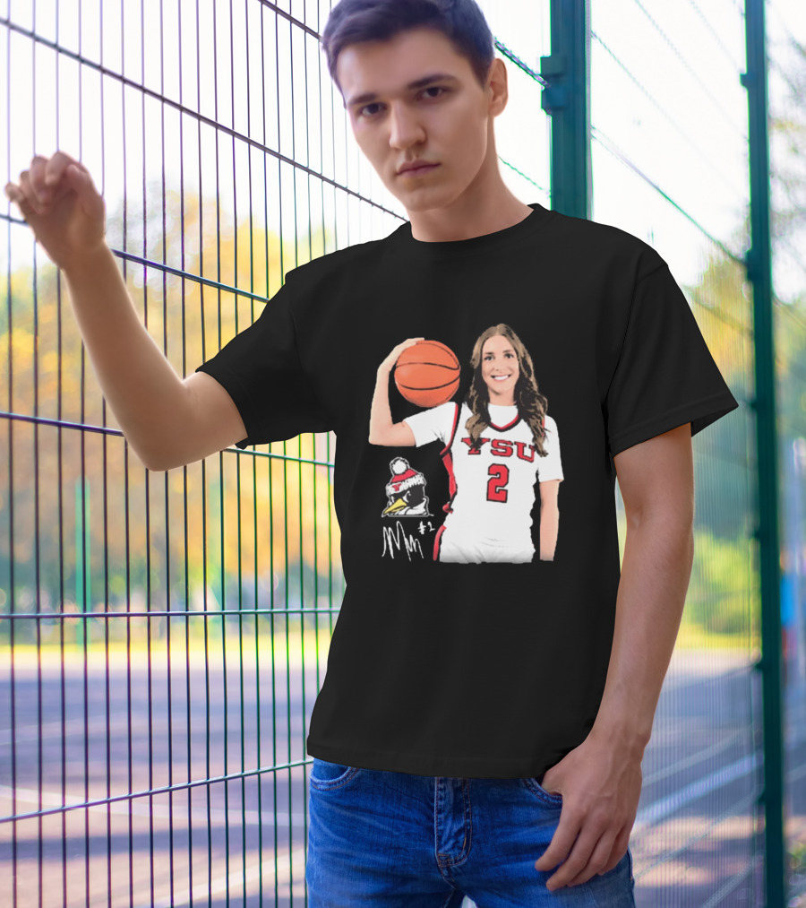 YSU Penguins Malia Magestro #2 Illustrated Signature Basketball Jersey T-Shirt