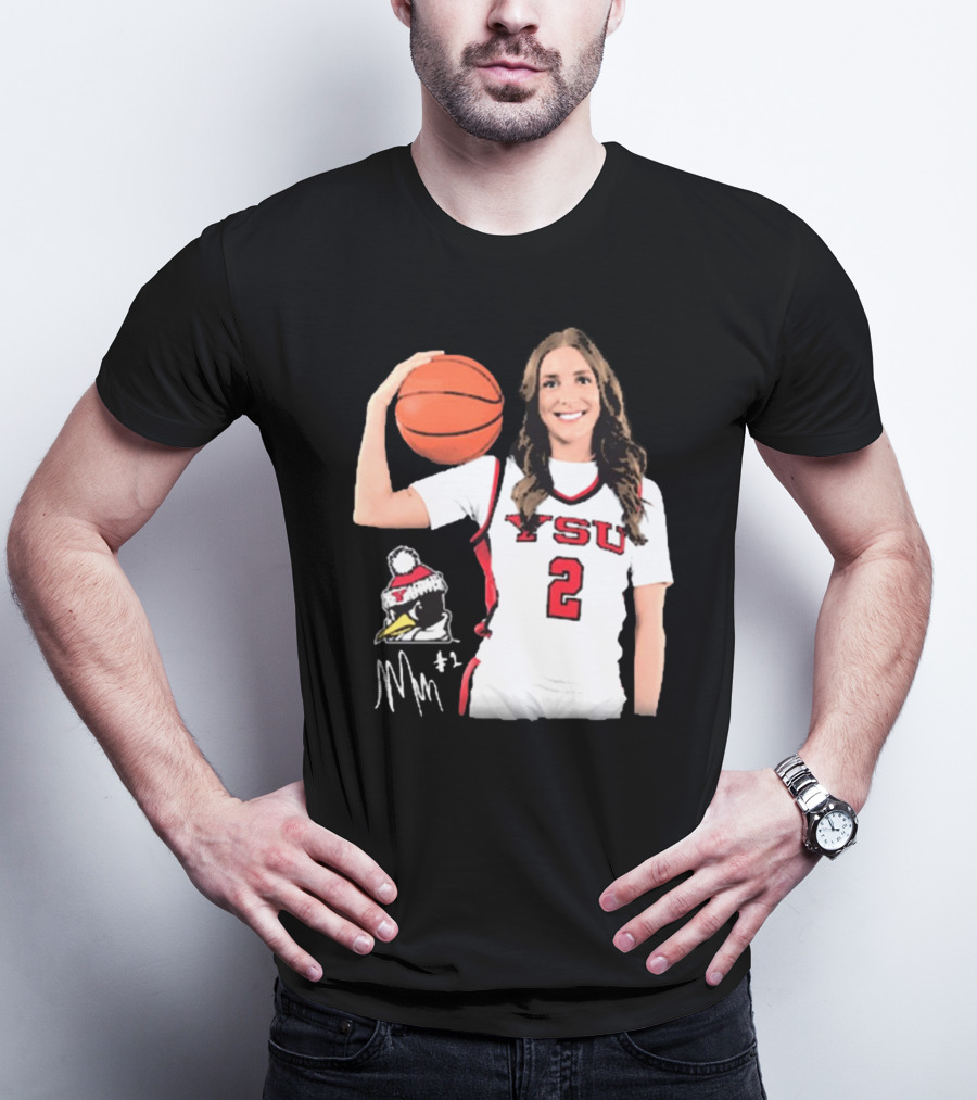 YSU Penguins Malia Magestro #2 Illustrated Signature Basketball Jersey T-Shirt