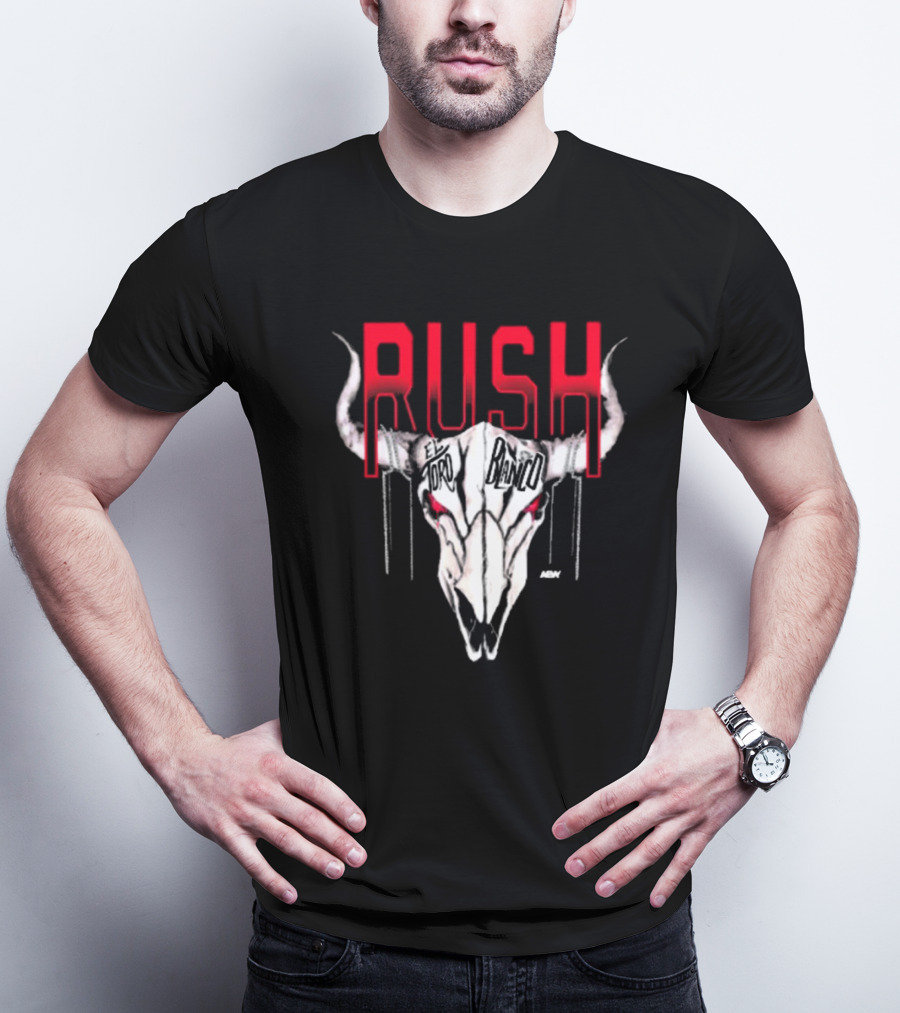 Rush El Toro Blanco AEW Skull With Red Eyes T-Shirt