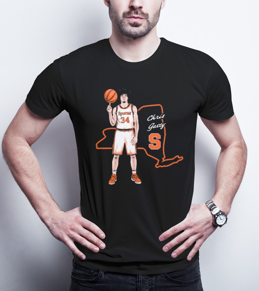 Chris Gatty Syracuse Number 34 Basketball New York Orange S T-Shirt
