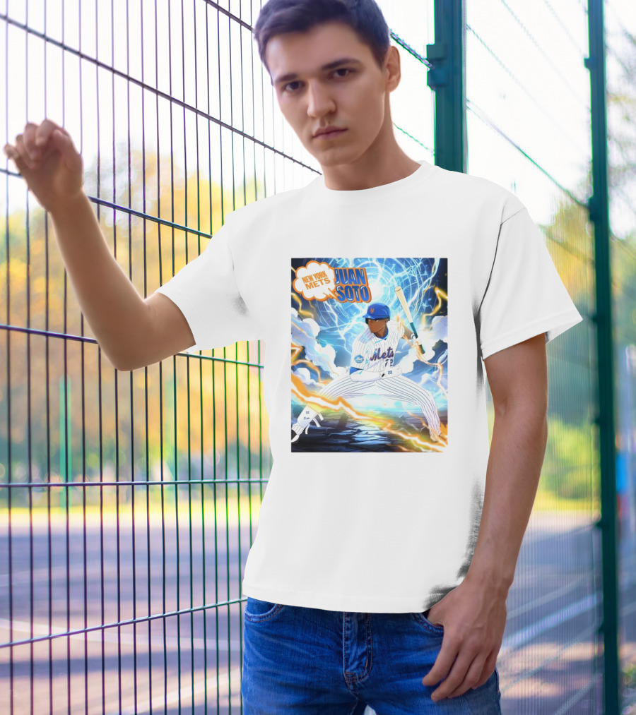 New York Mets Juan Soto Baseball Lightning Adventure T-Shirt