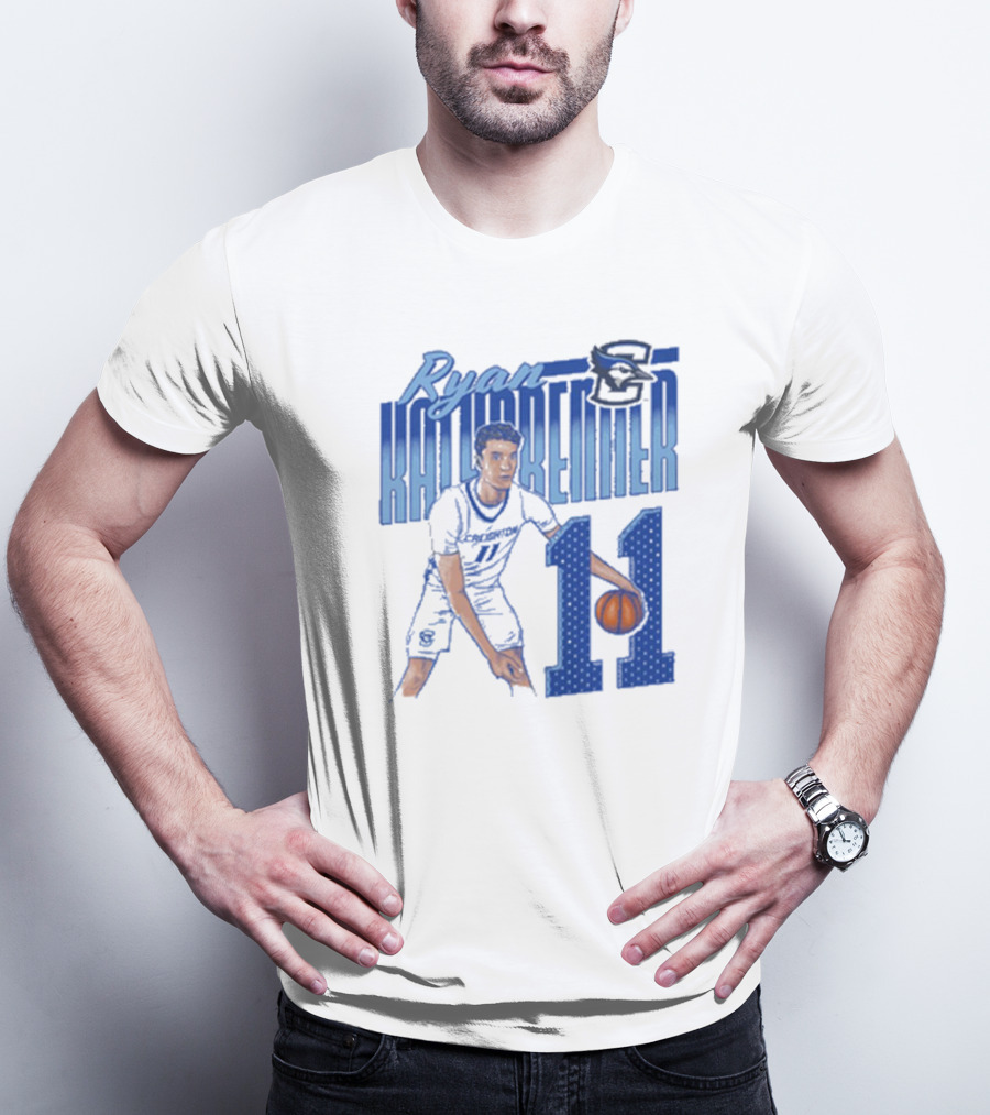 Ryan Kalkbrenner Creighton Bluejays Number 11 Cartoon Big East Conference T-Shirt
