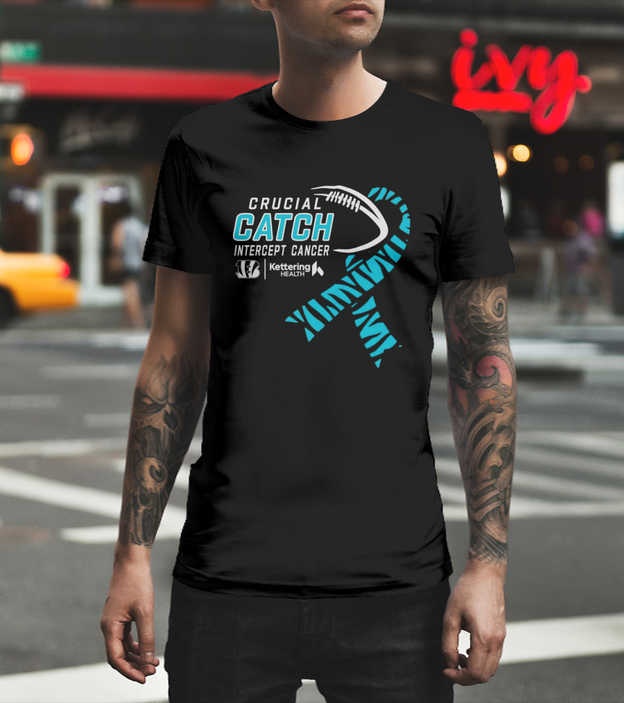 Crucial Catch Intercept Cancer Cincinnati Bengals Kettering Health Cyan T-Shirt