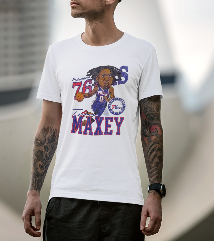 Philadelphia 76ers Tyrese Maxey Caricature Player New Era 76 Philadelphian Phila Maxey 6ers T-Shirt