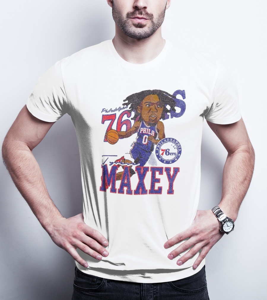 Philadelphia 76ers Tyrese Maxey Caricature Player New Era 76 Philadelphian Phila Maxey 6ers T-Shirt