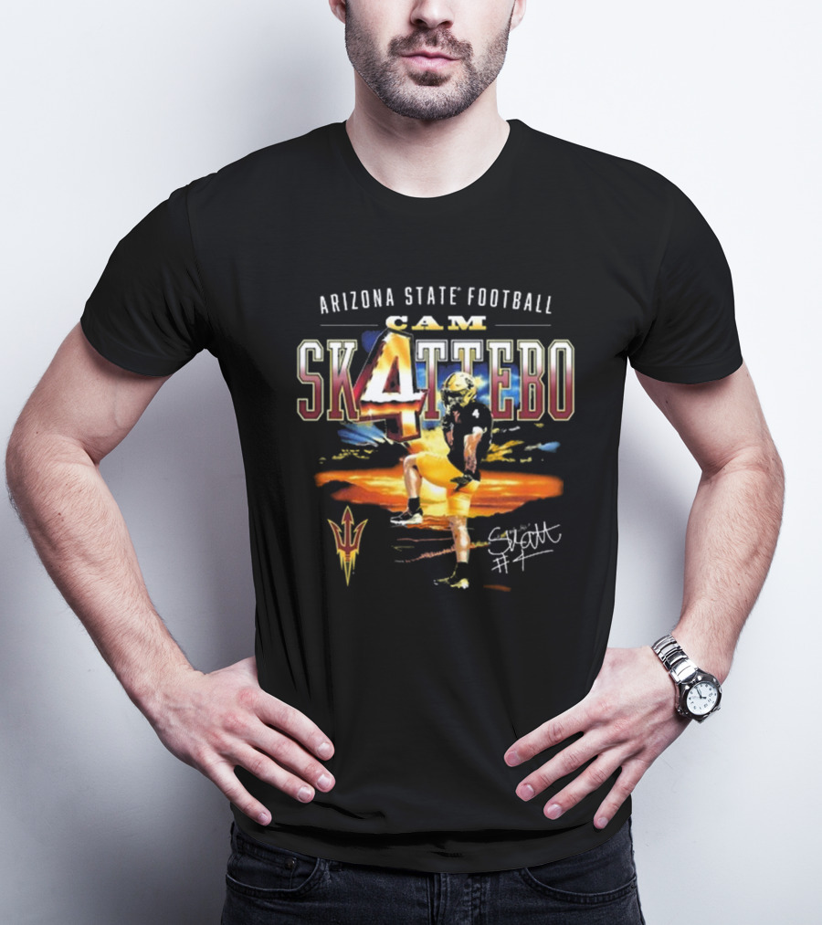 Arizona State Football Cam Skattebo 4 Signature Autograph T-Shirt