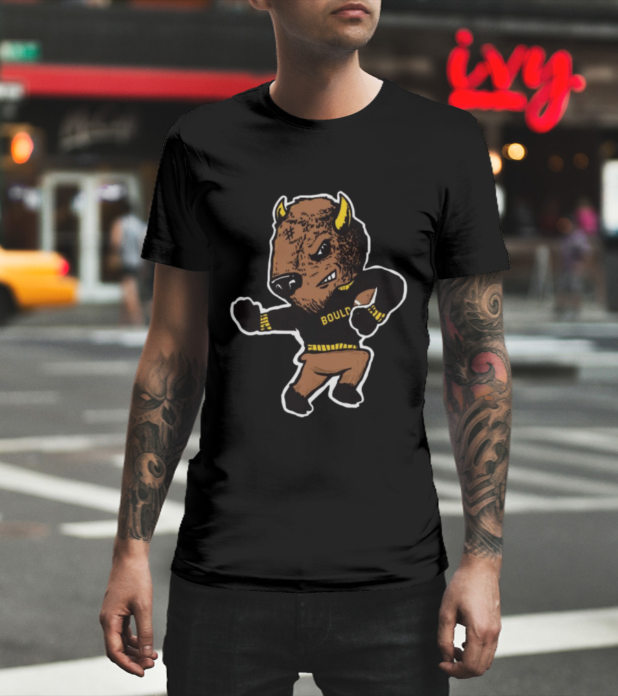 Boulder Buffalo Mascot Pose Travis Hunter Colorado T-Shirt
